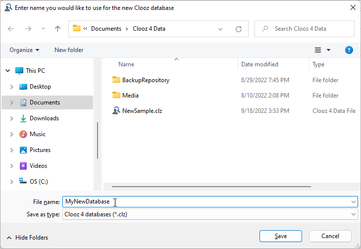 Creating New Database