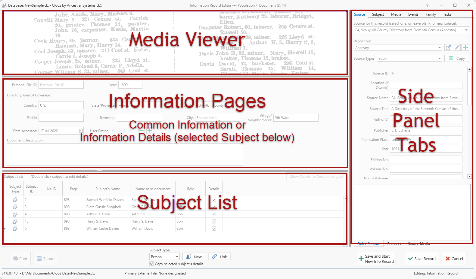 The Information Record Editor