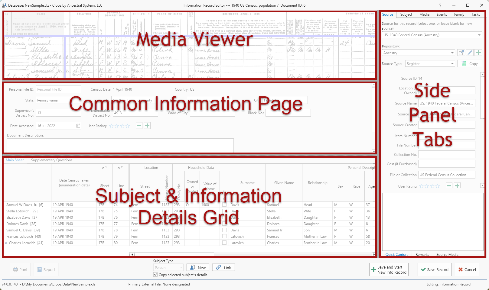 The Information Record Editor