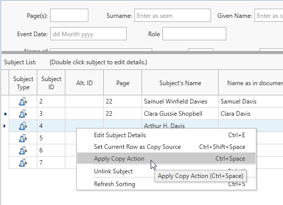 Associating Subjects with an Information Record
